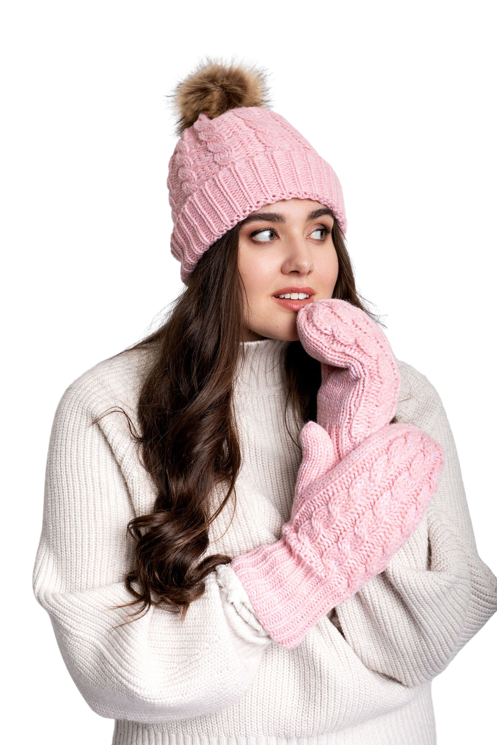Just Cozy Knit Mittens and Hat Set - Super Comfy and Cozy Lined
