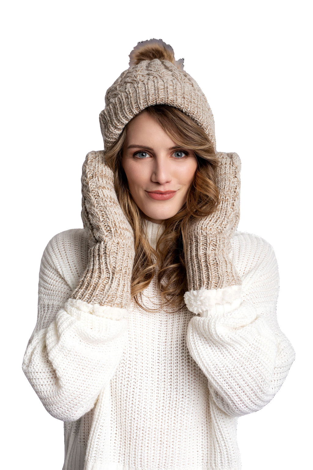 Just Cozy Knit Mittens and Hat Set - Super Comfy and Cozy Lined