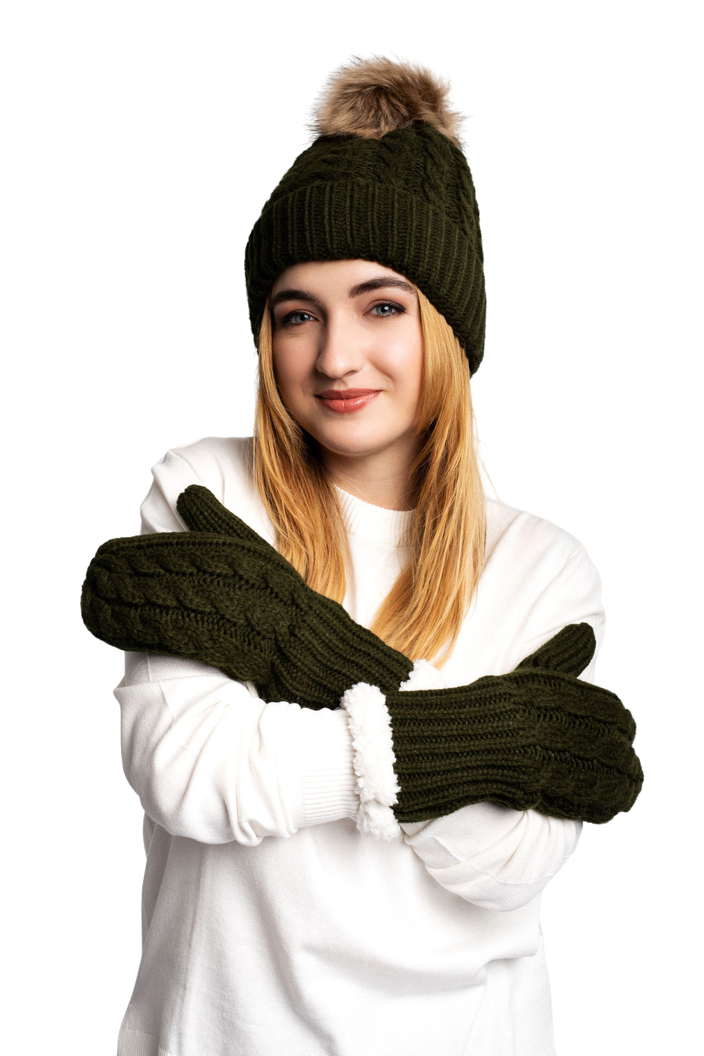 Just Cozy Knit Mittens and Hat Set - Super Comfy and Cozy Lined