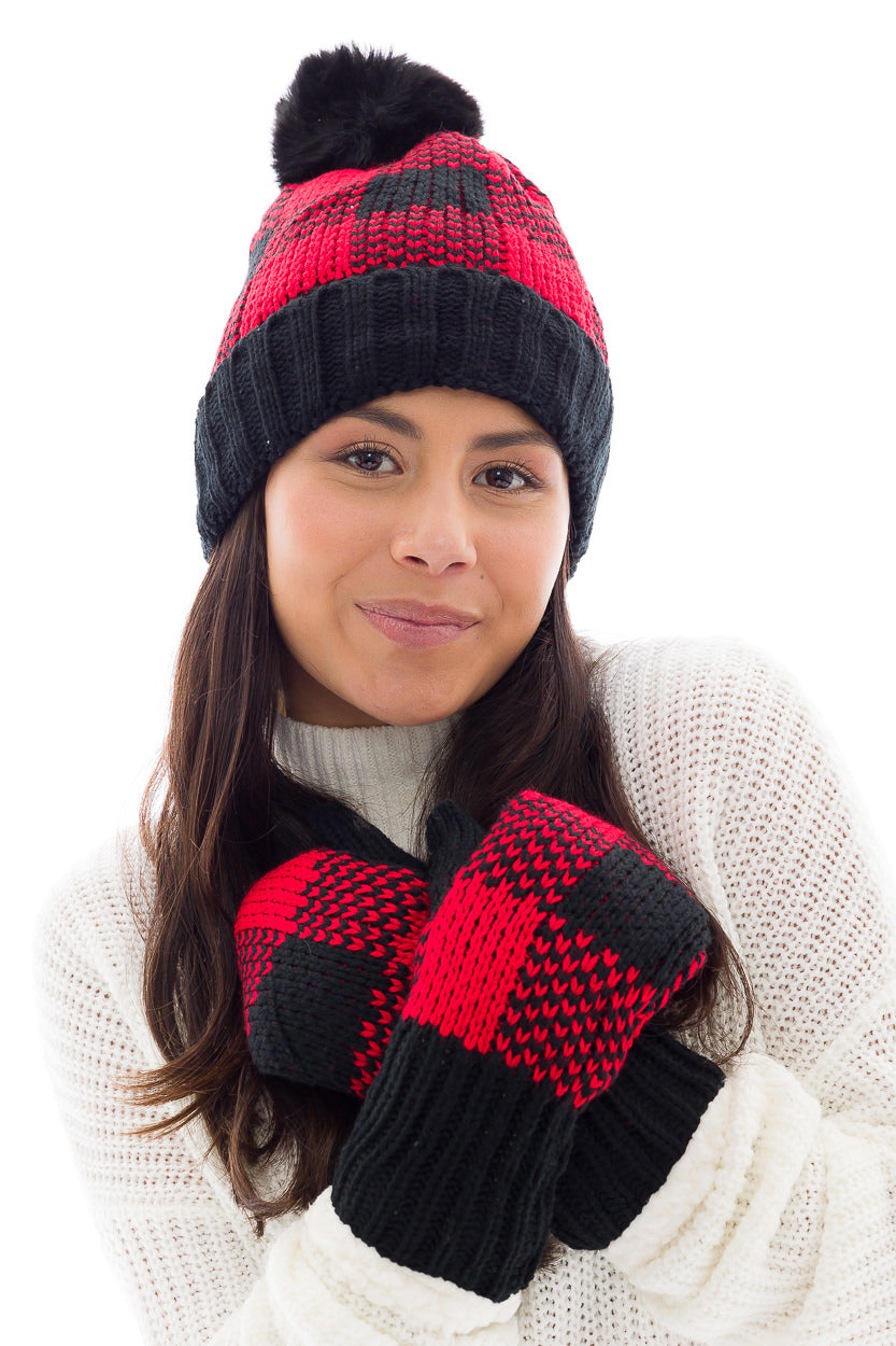 Just Cozy Knit Mittens and Hat Set - Super Comfy and Cozy Lined