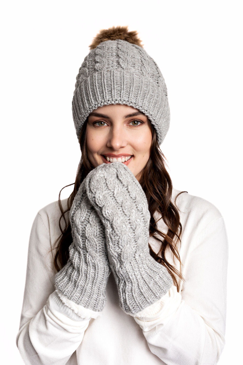 Just Cozy Knit Mittens and Hat Set - Super Comfy and Cozy Lined