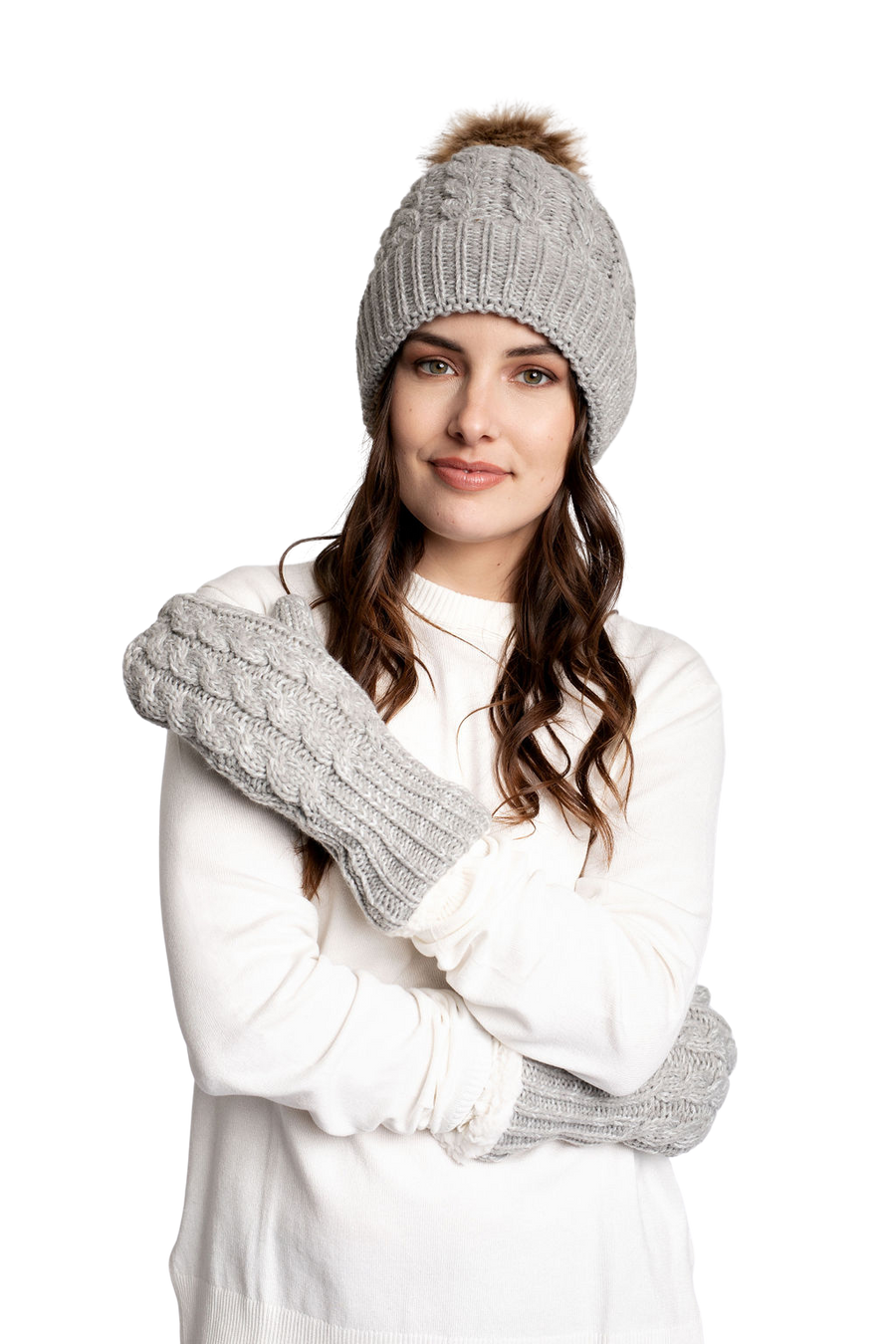 Just Cozy Knit Mittens and Hat Set - Super Comfy and Cozy Lined